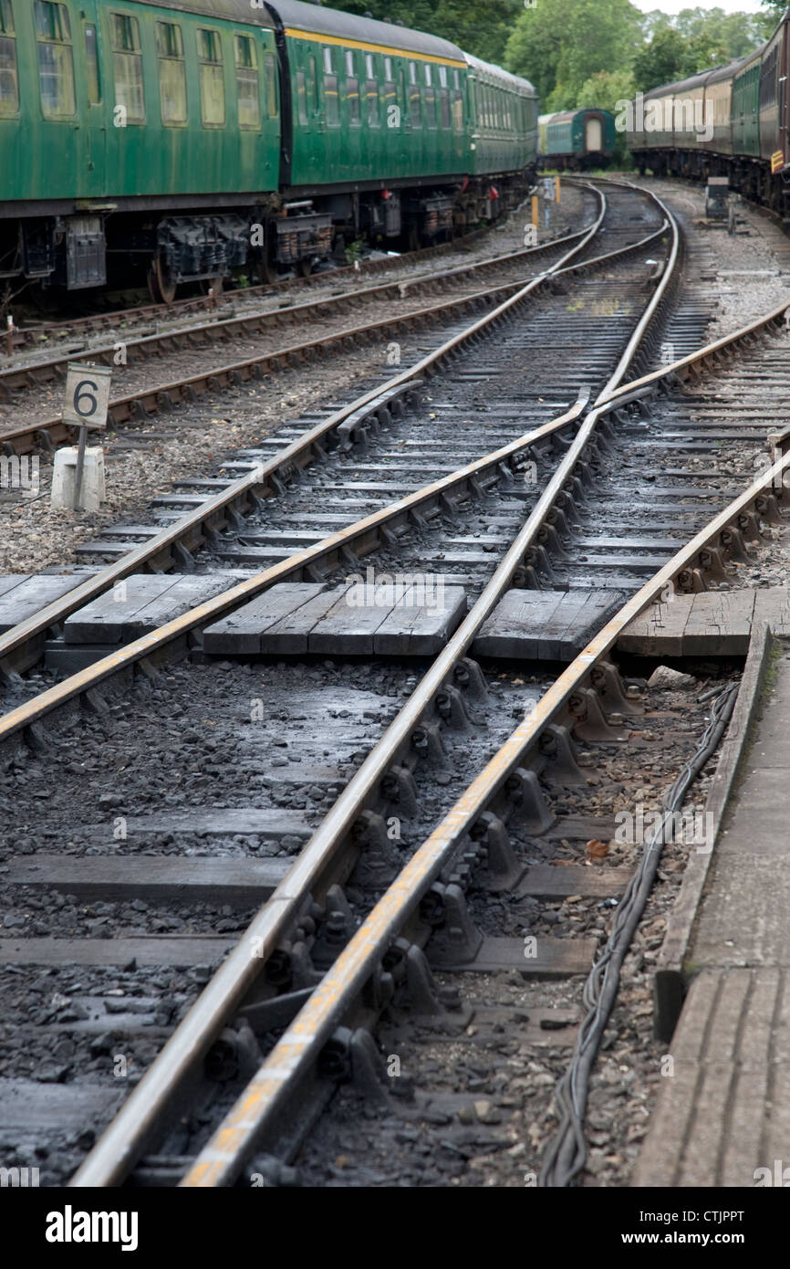 Railway Lines with Railway Wagons Stock Photo - Alamy