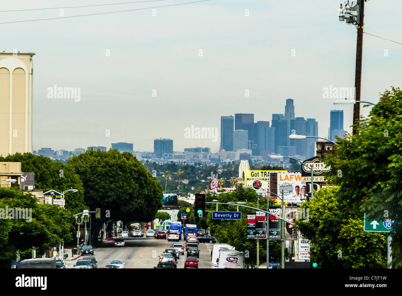 Pico Blvd with the Downtown Los Angeles skyline in the background Stock ...