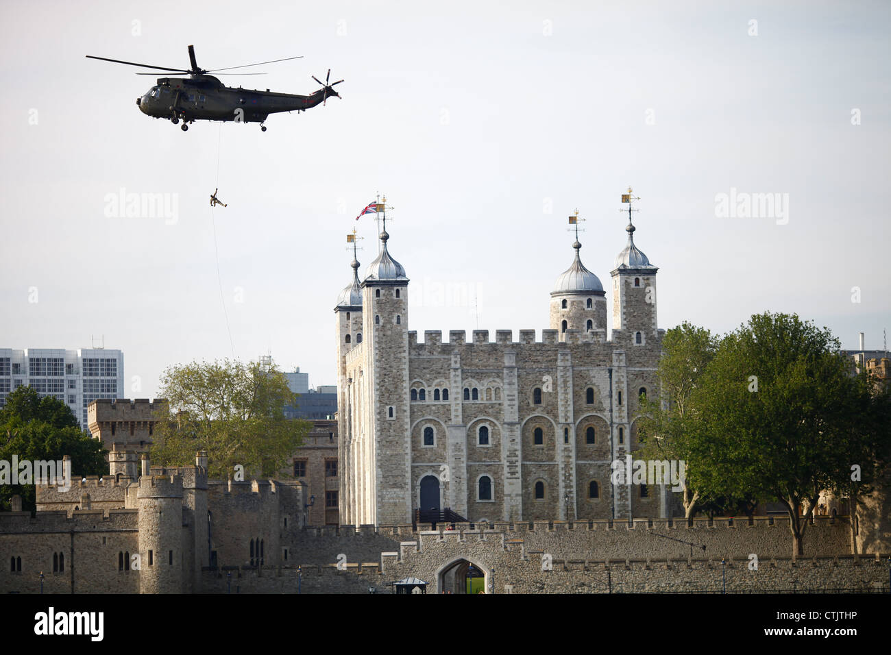 tower of London with helicopter Stock Photo - Alamy