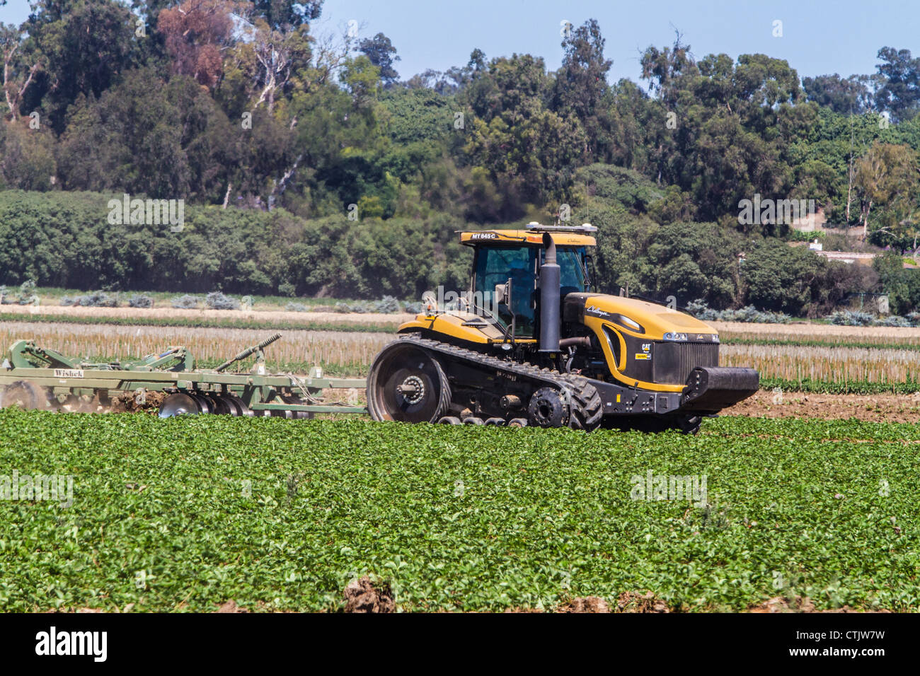 A Caterpillar 865 tracked tractor discing a field in Camarillo ...
