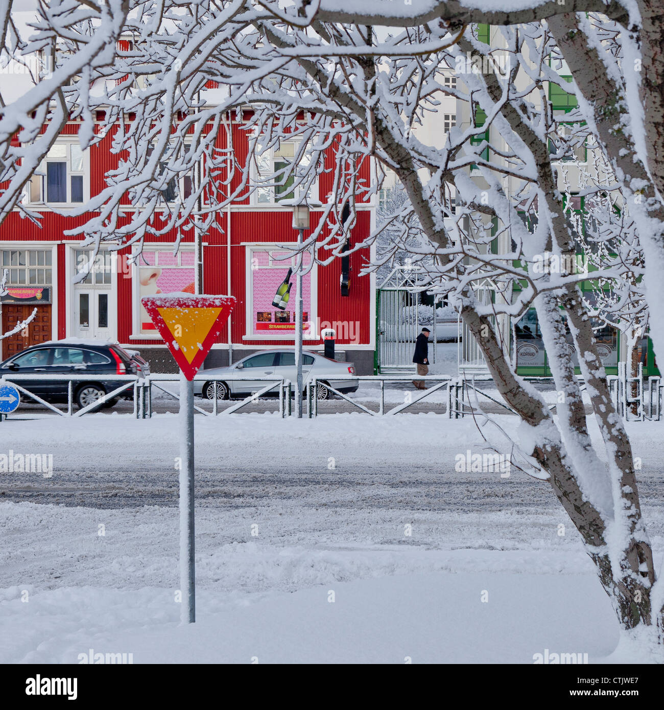 Snowy day Reykjavik, Iceland Stock Photo - Alamy