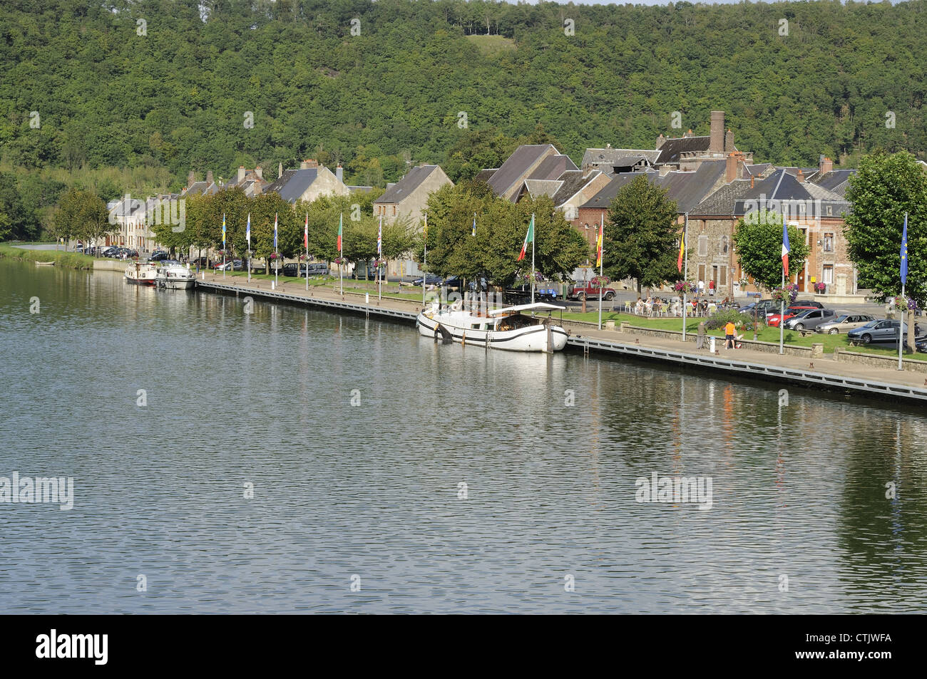 Meuse river embankment, Fumay, Ardennes Stock Photo - Alamy
