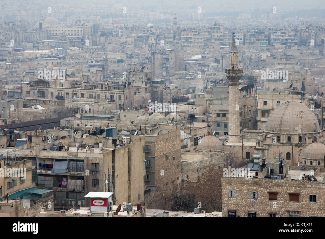 View of houses in the city of Aleppo, in Syria, from the Citadel Stock ...