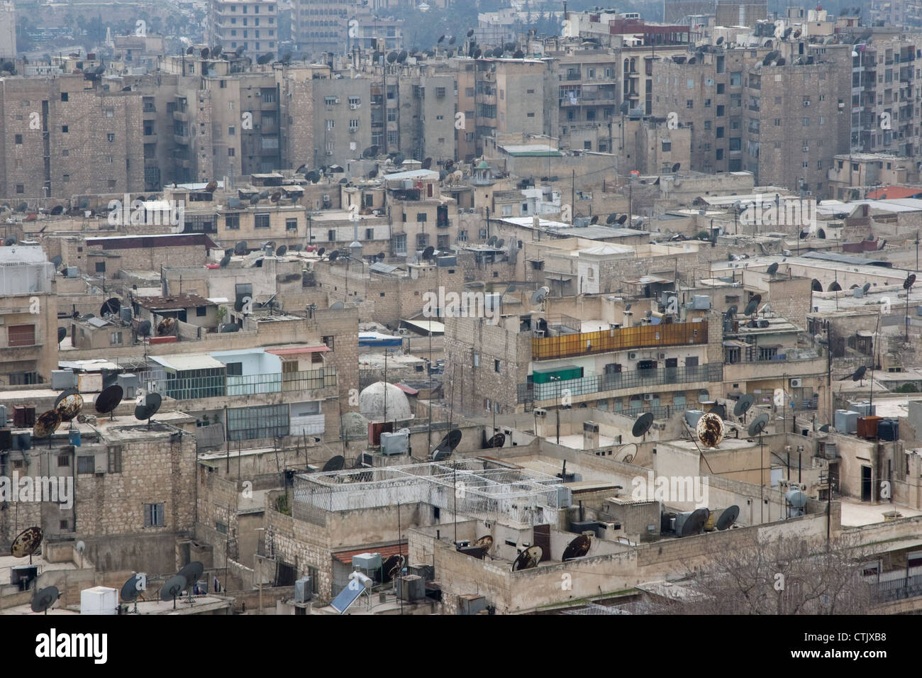View of houses in the city of Aleppo, in Syria, from the Citadel Stock ...