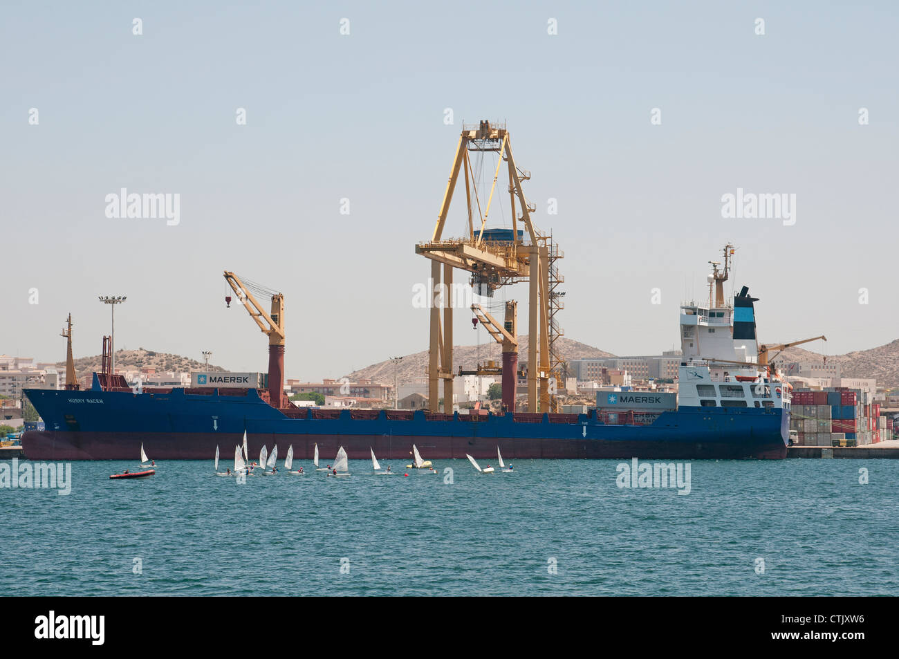 Husky Racer cargo ship alongside Cartagena Harbour southern Spain Stock ...