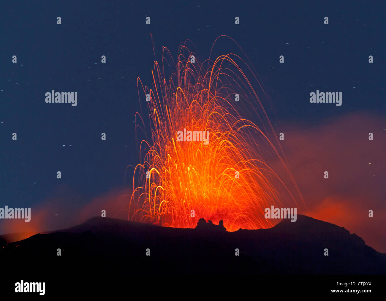 Eruptions of volcano Stromboli, Aeolian Islands, Italy Stock Photo - Alamy