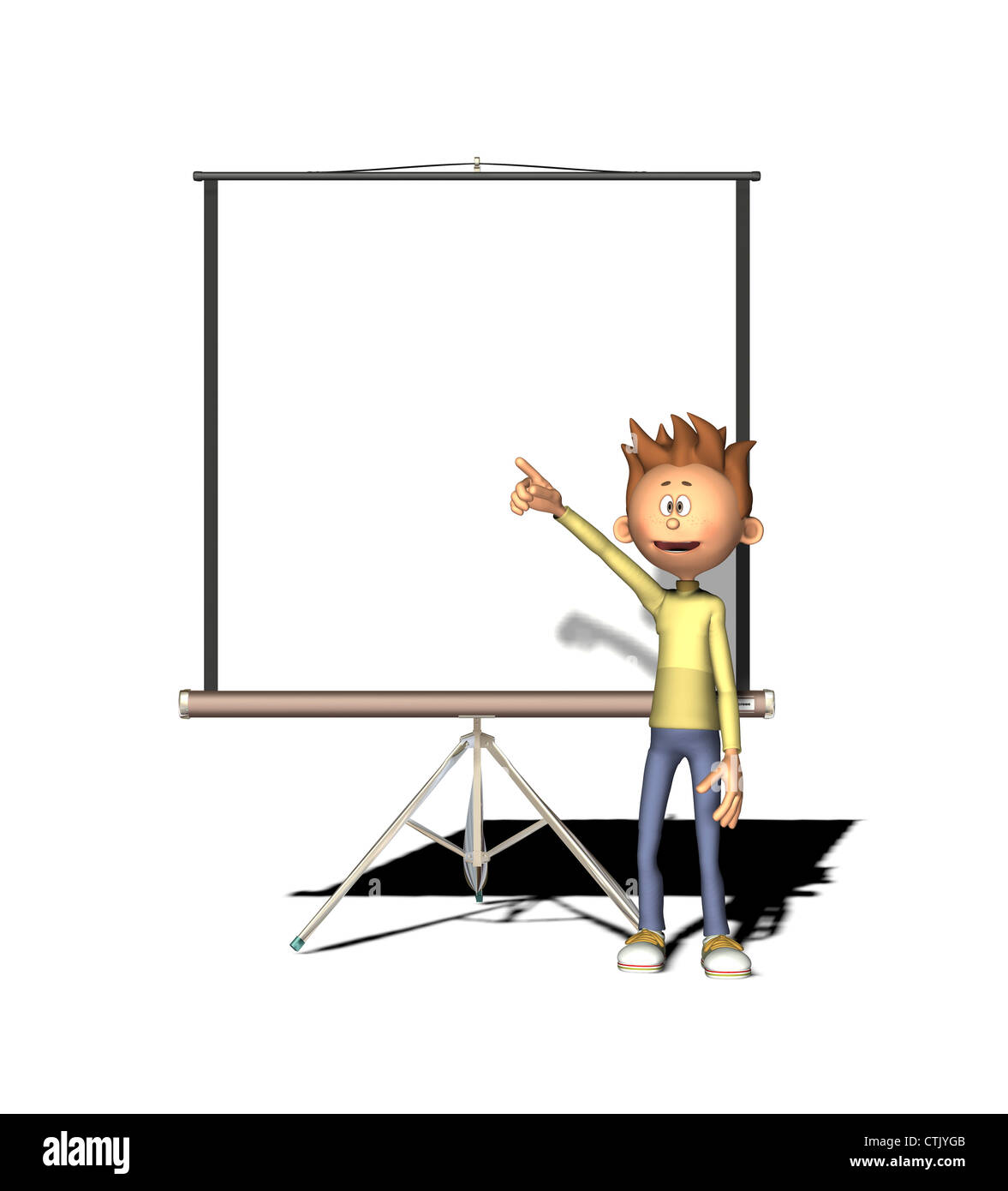 cartoon figure boy with silver screen Stock Photo - Alamy