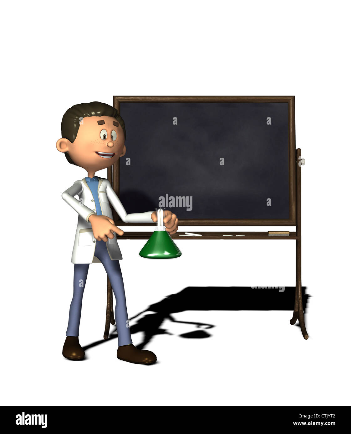 cartoon figure chemist with board Stock Photo - Alamy