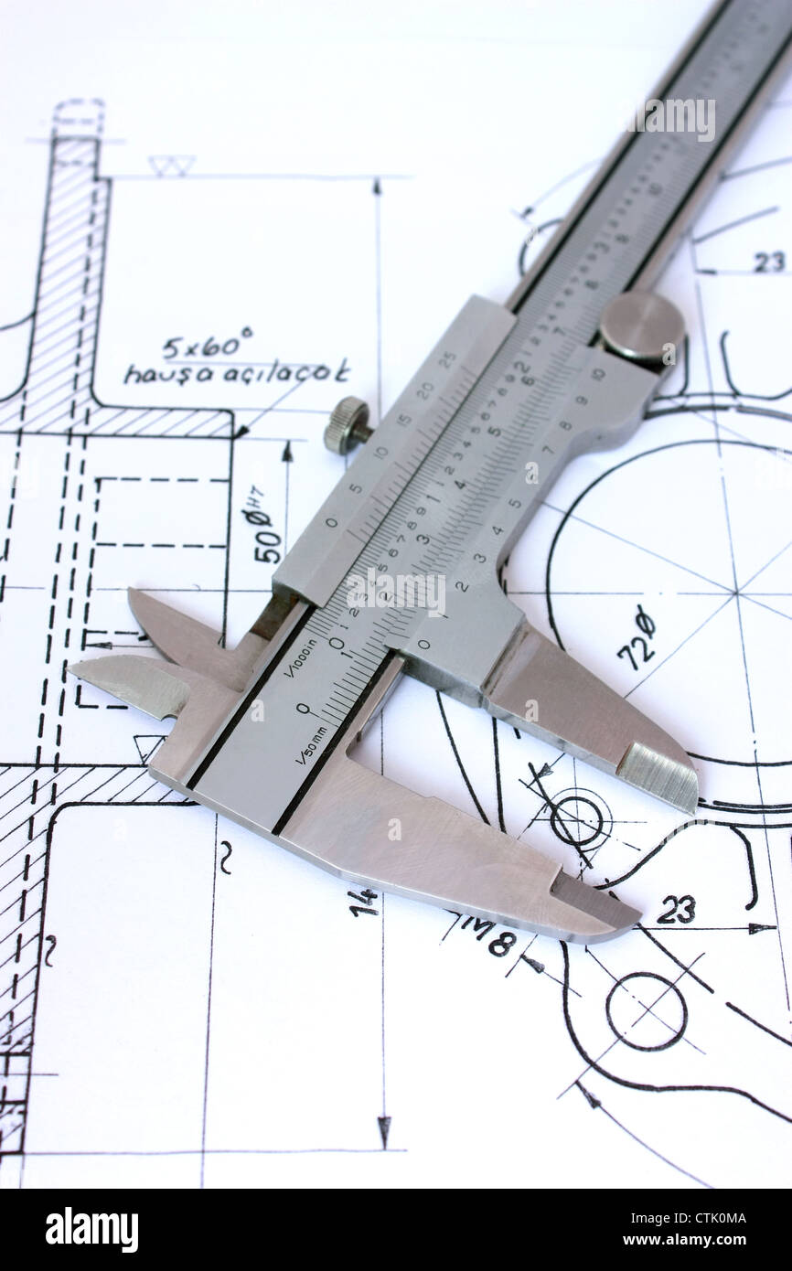 Engineering caliper blueprint cad hi-res stock photography and images ...
