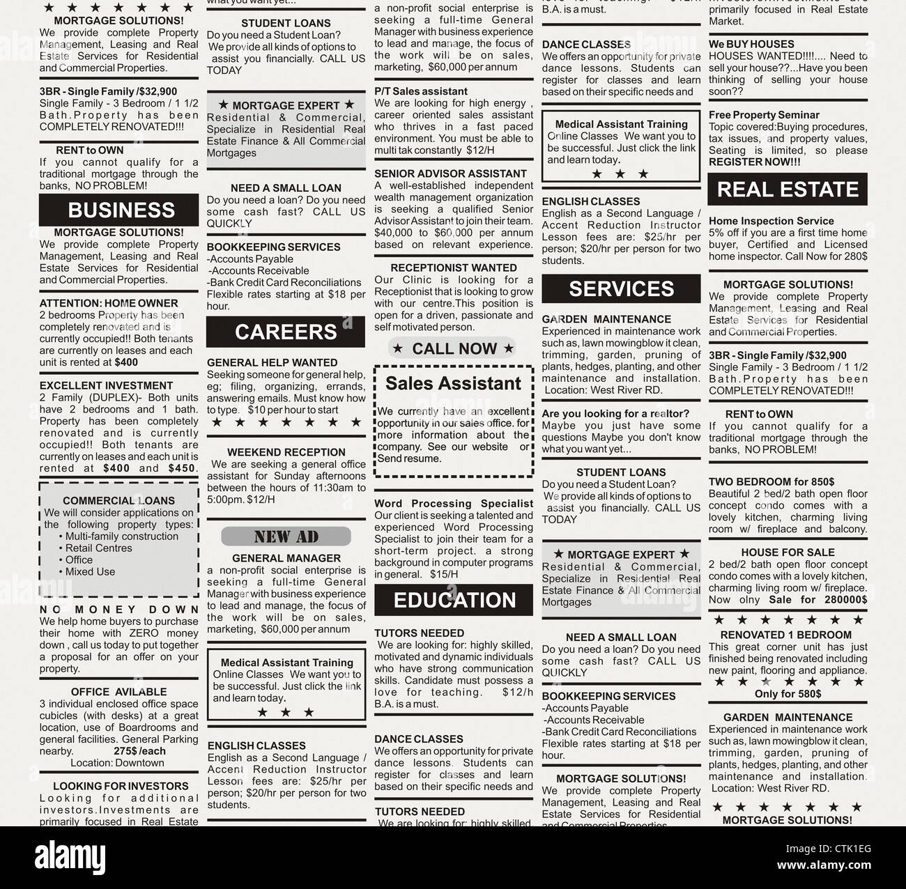 Classified ad real estate hi-res stock photography and images - Alamy