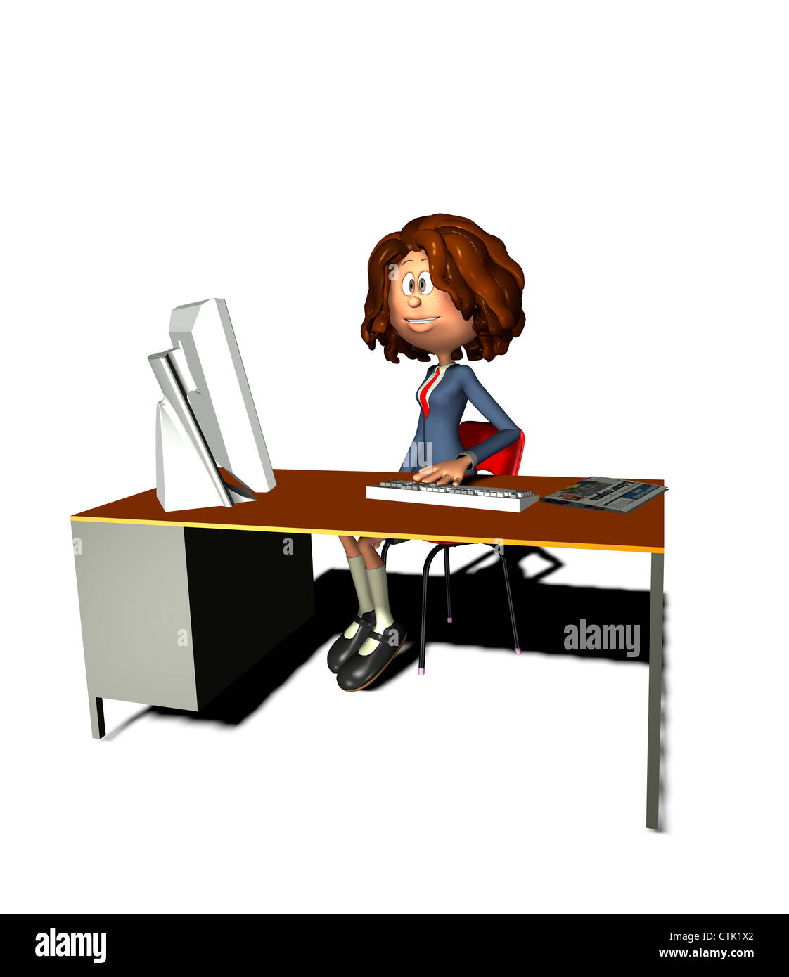 Cartoon figure businesswoman computer hi-res stock photography and ...