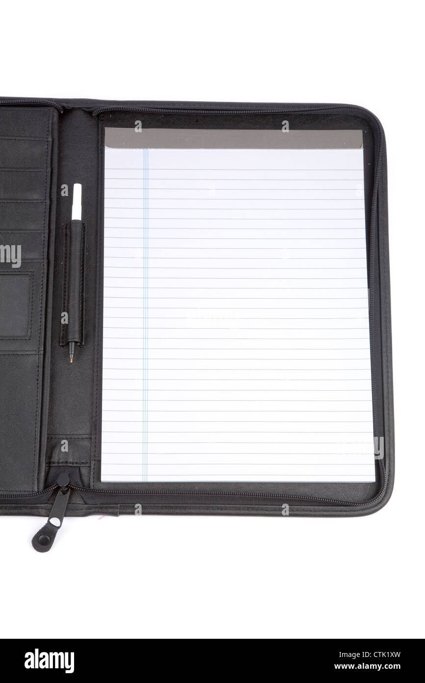 a black padfolio and letter paper with white background Stock Photo - Alamy