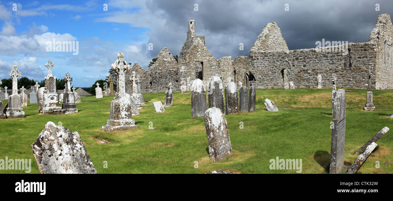 Old Monastery And Cemetery; Clonmacnoise, County Offaly, Ireland Stock ...