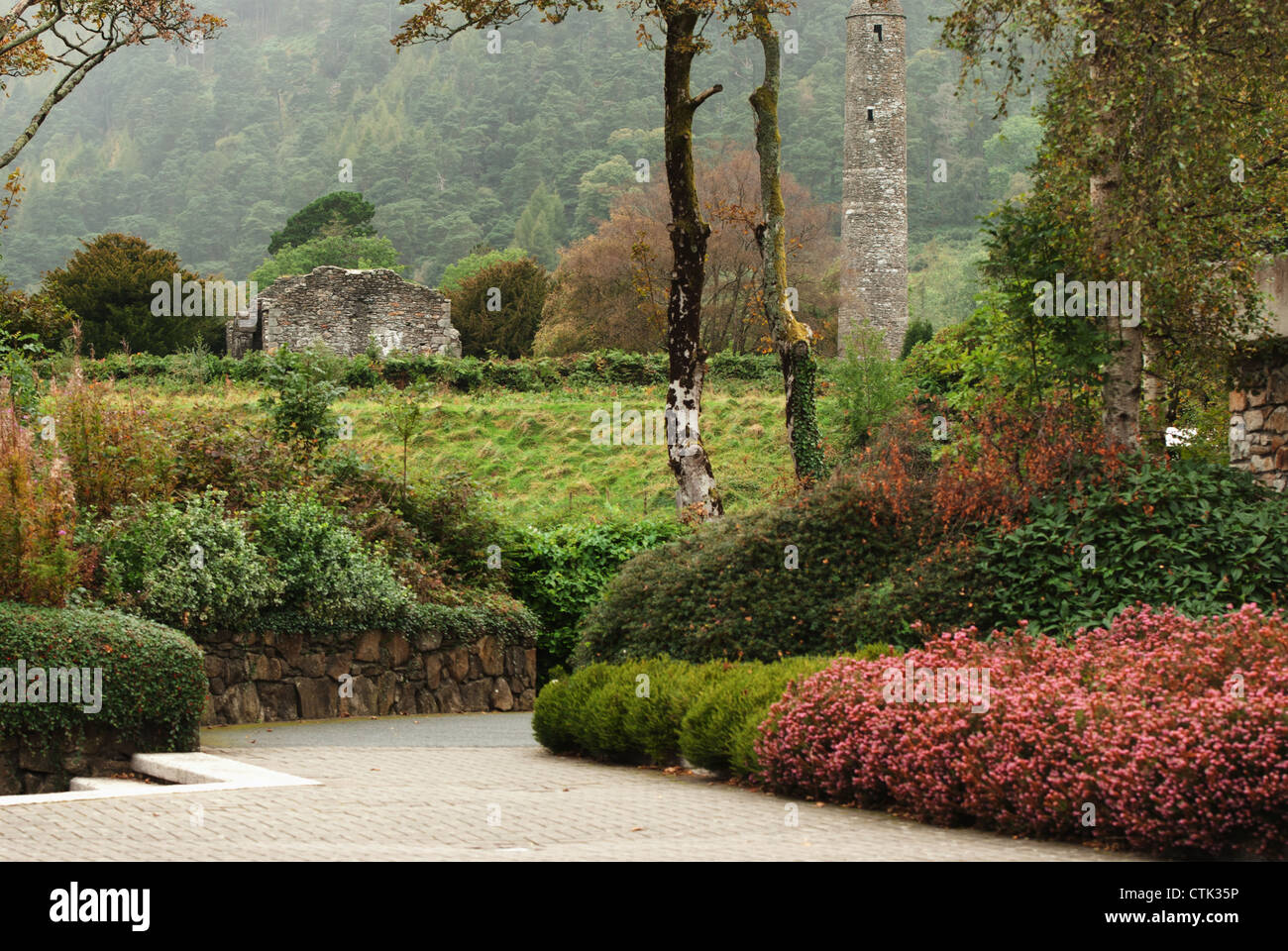 Colourful Foliage On The Landscaping With A Roundtower In The ...