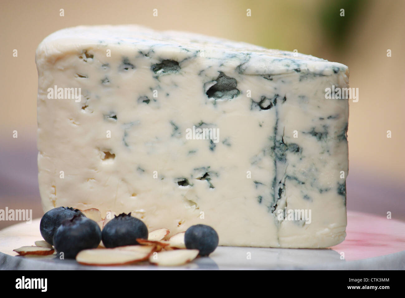 Bleu Cheese, Blueberries, Almonds on Marble Platter Stock Photo - Alamy