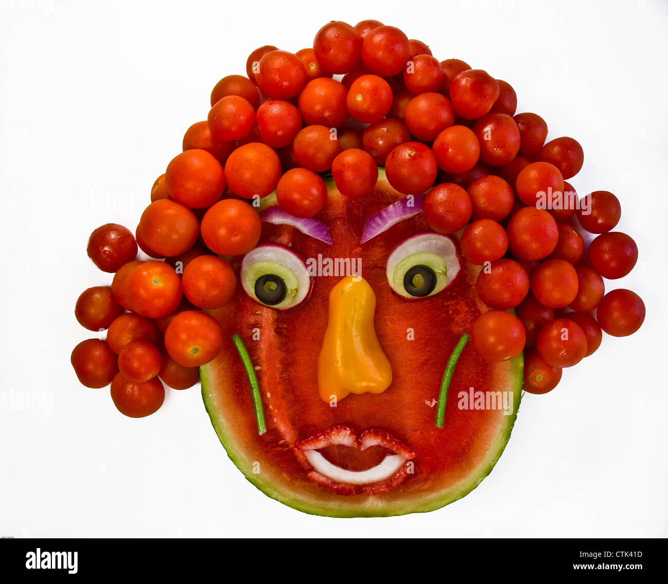 A vegetable and fruit face made from various parts Stock Photo - Alamy