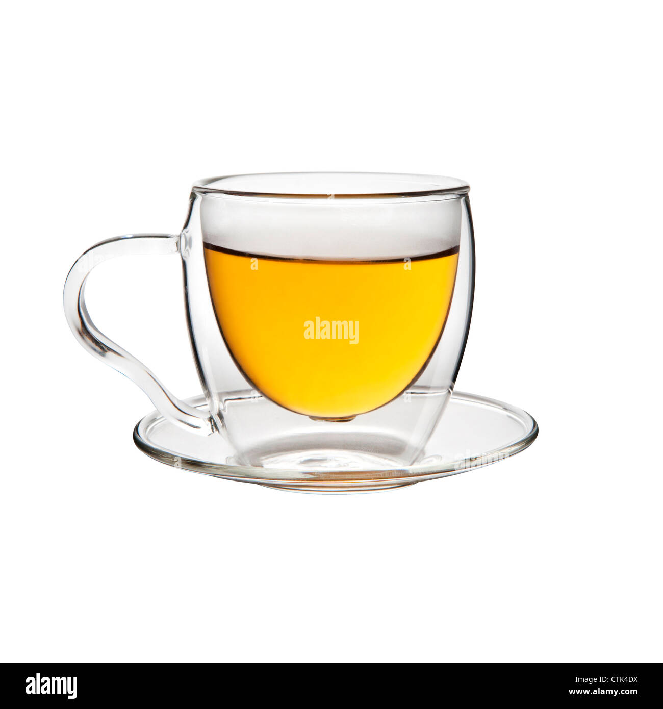 Glass tea cup with hot black tea , isolated cutout against white ...