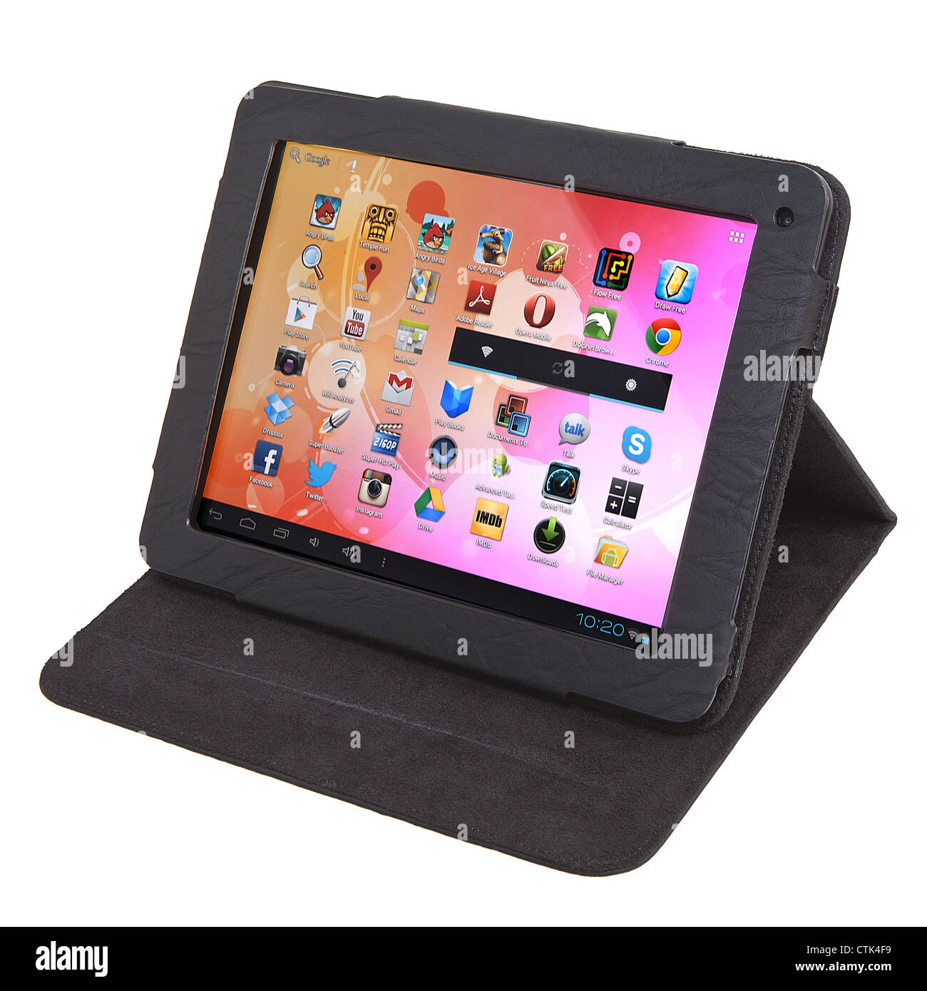 digital play android screen tablet computer isolated against white ...