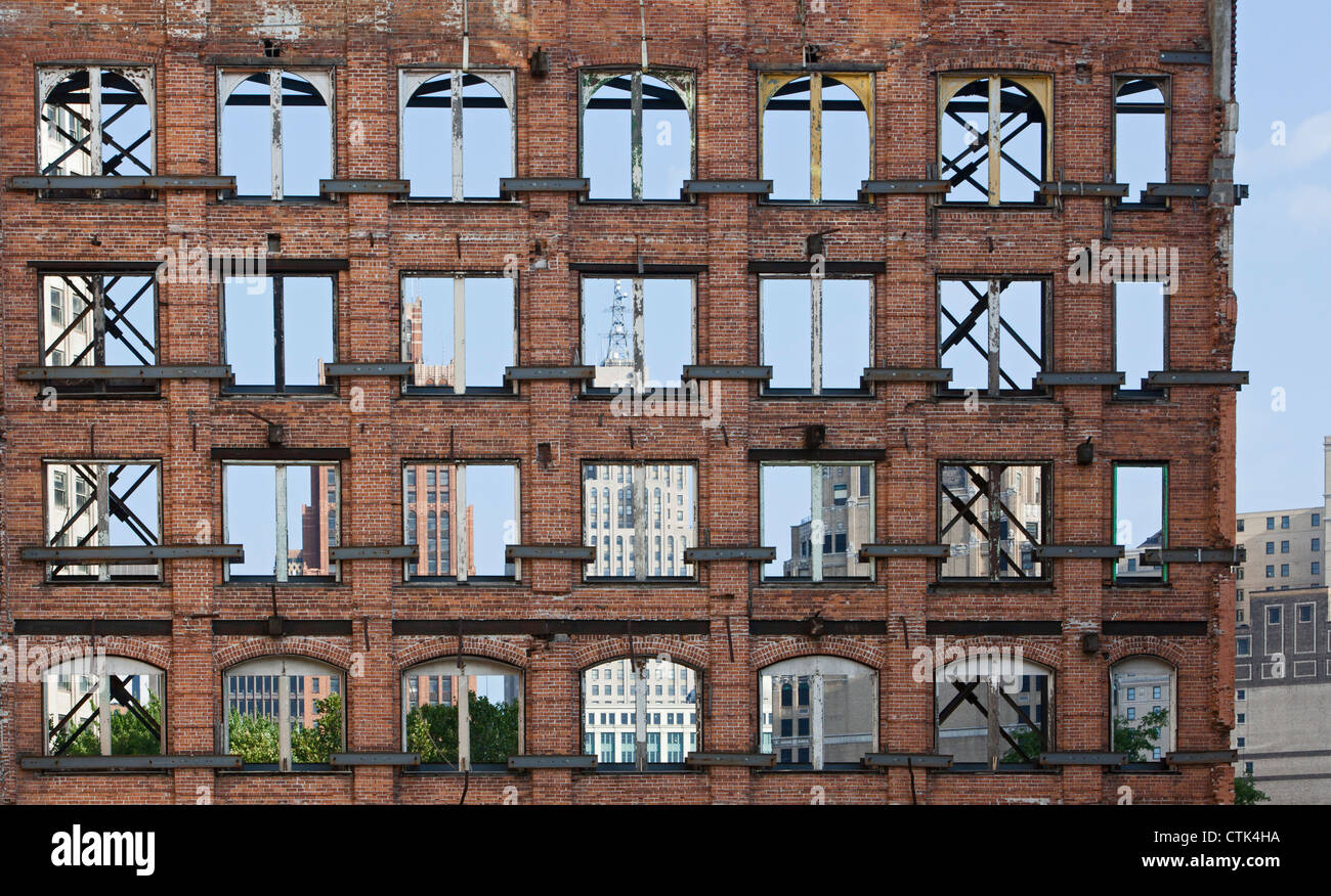 Detroit, Michigan - The facade of an old downtown building, saved from ...