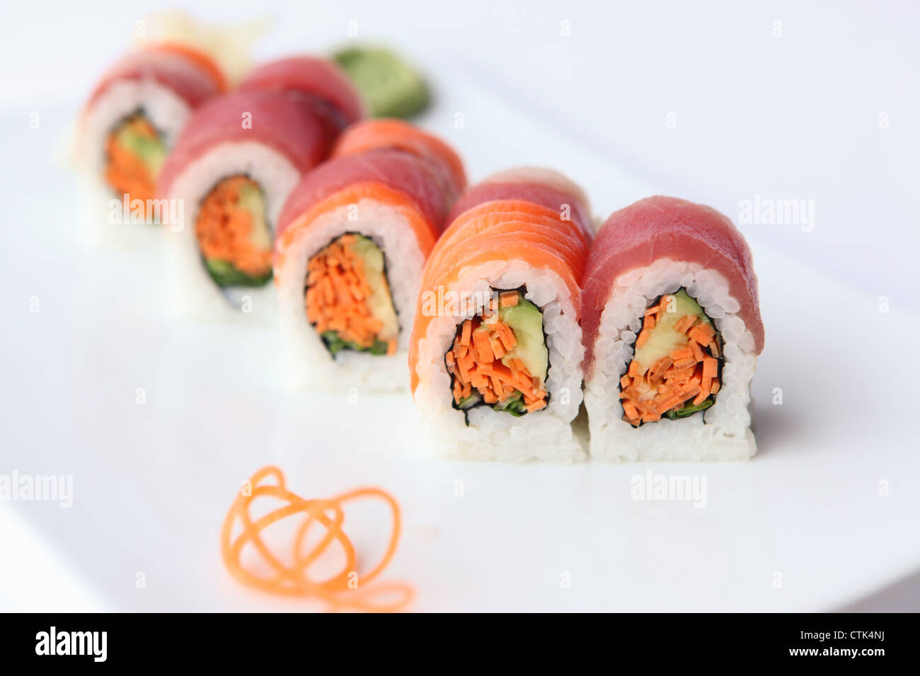 plate of Inside out salmon Sushi Stock Photo - Alamy