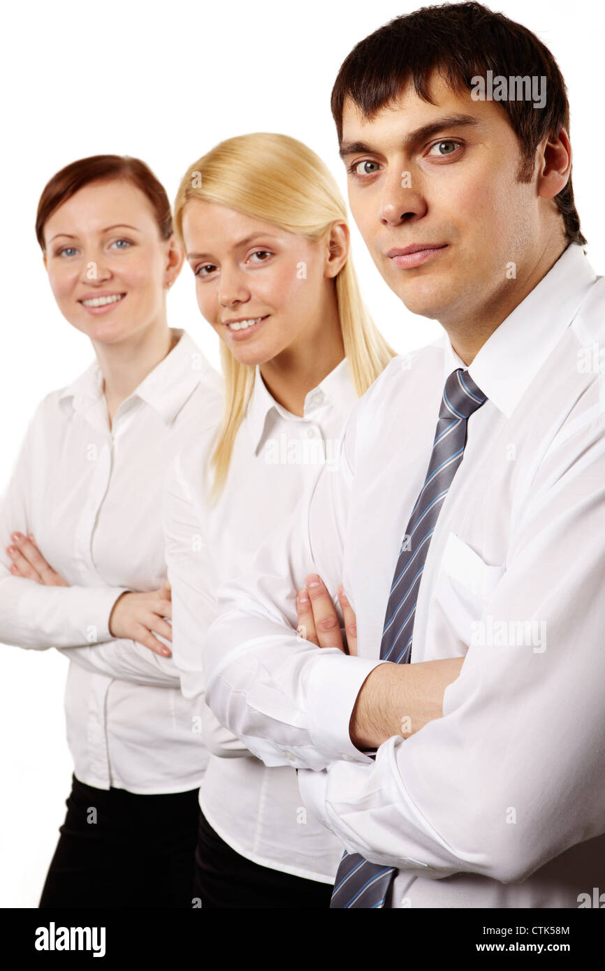 Vertical portrait of a strong and dedicated business team Stock Photo ...