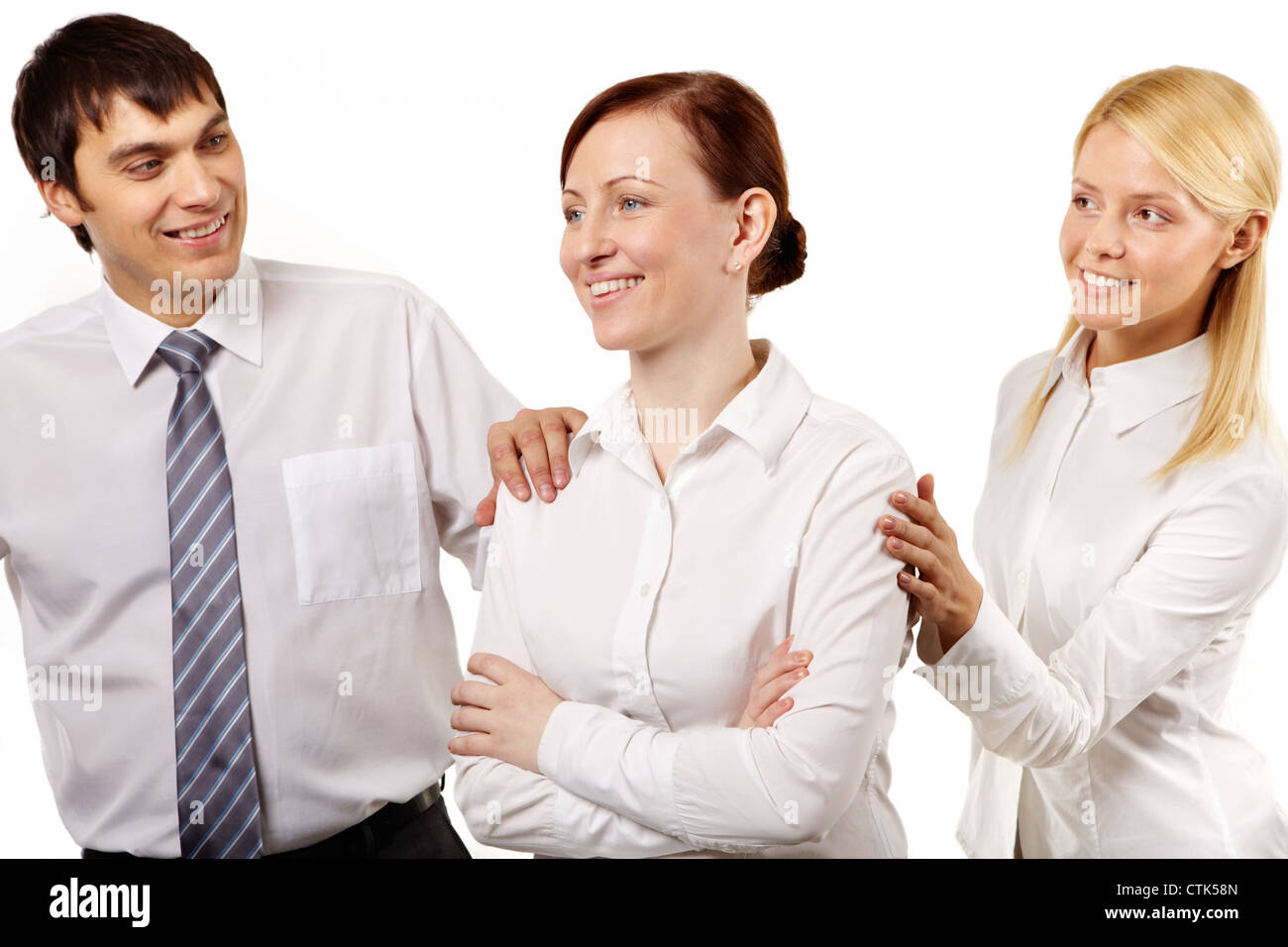 Business team showing support to their successful colleague Stock Photo ...