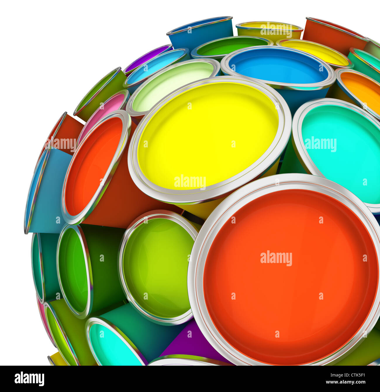 Banks of multicolored paint in sphere 3D rendering Stock Photo - Alamy