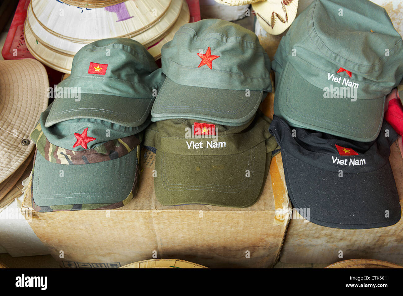 A street vendor selling a variety of modern and traditional hats Stock ...