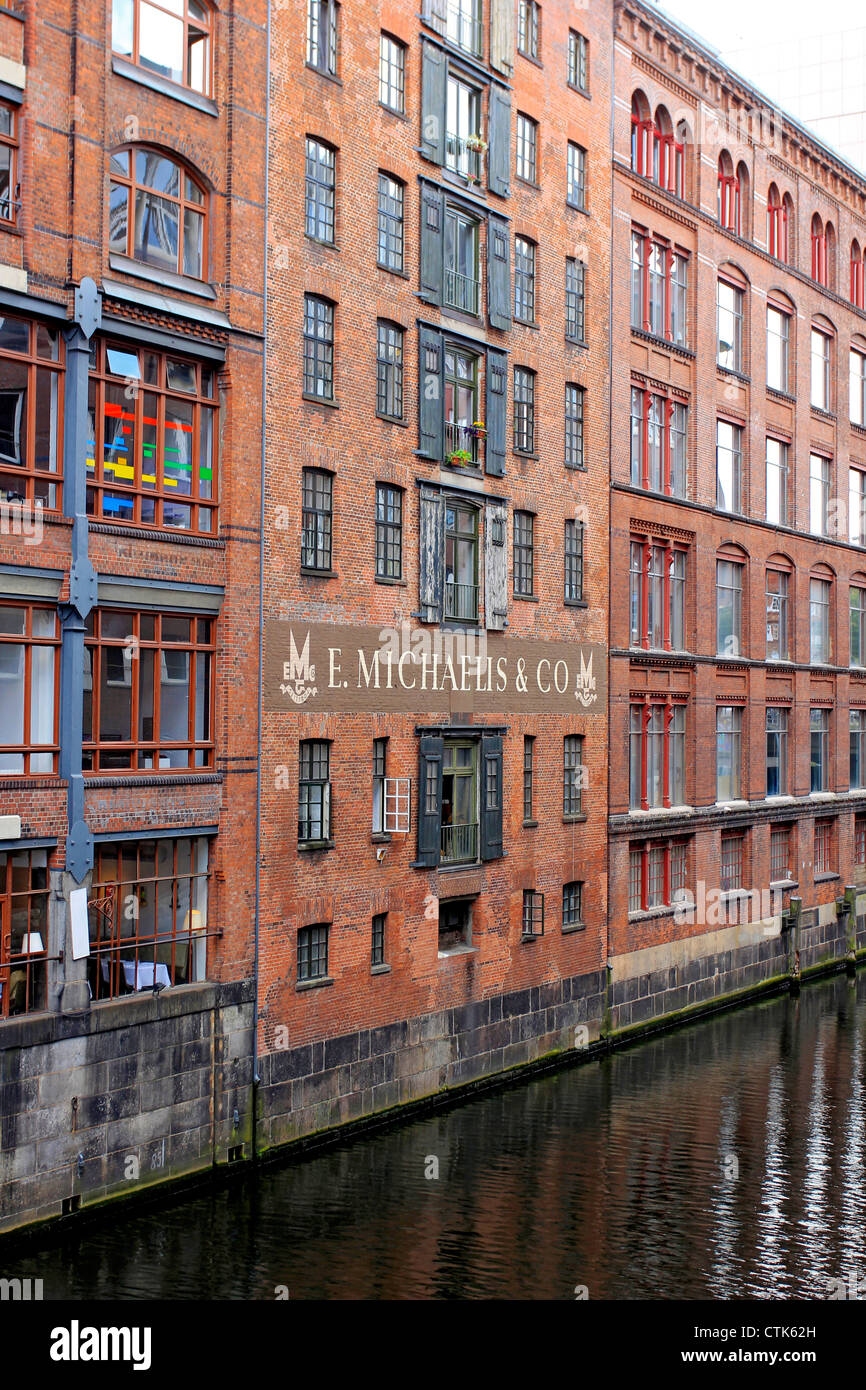 Germany, Hanseatic City Hamburg, Brick building on a Fleet Stock Photo ...