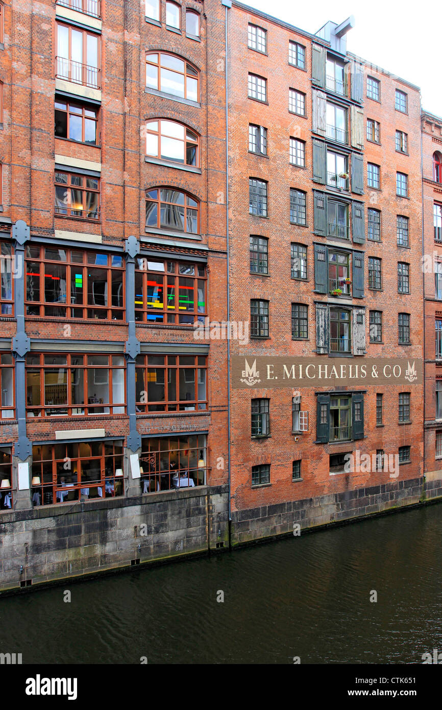 Germany, Hanseatic City Hamburg, Brick building on a Fleet Stock Photo ...