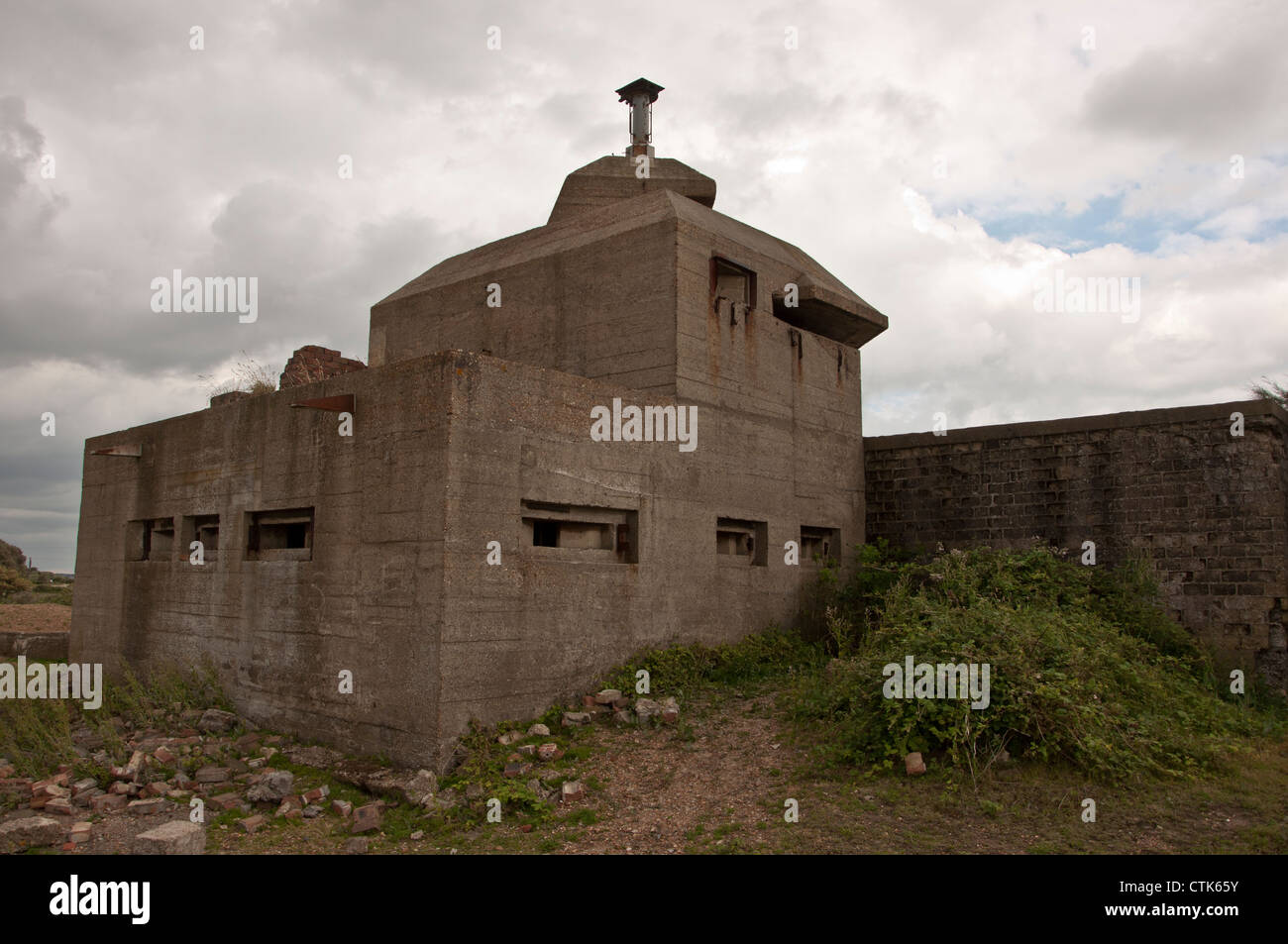 Bunker gun emplacements Landguard point Stock Photo - Alamy