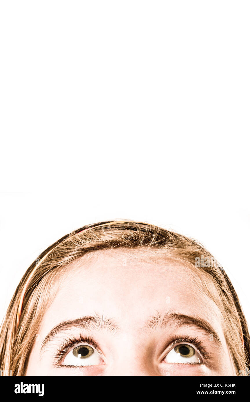 Girl looking up worried hi-res stock photography and images - Alamy