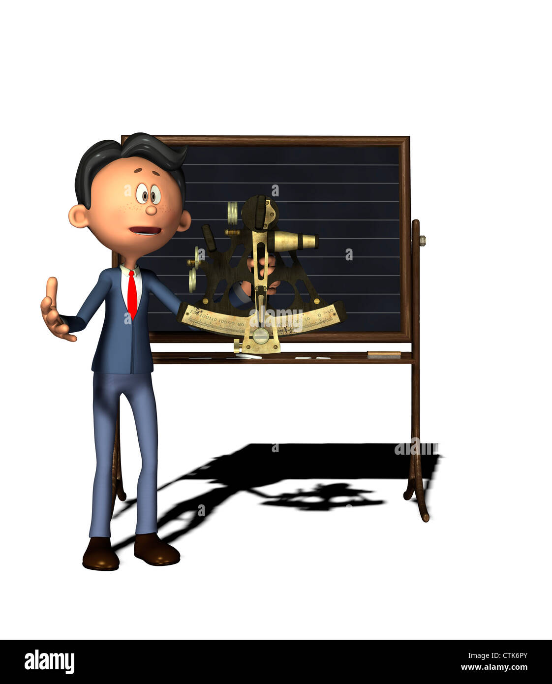 cartoon figure physics teacher with sextant Stock Photo - Alamy