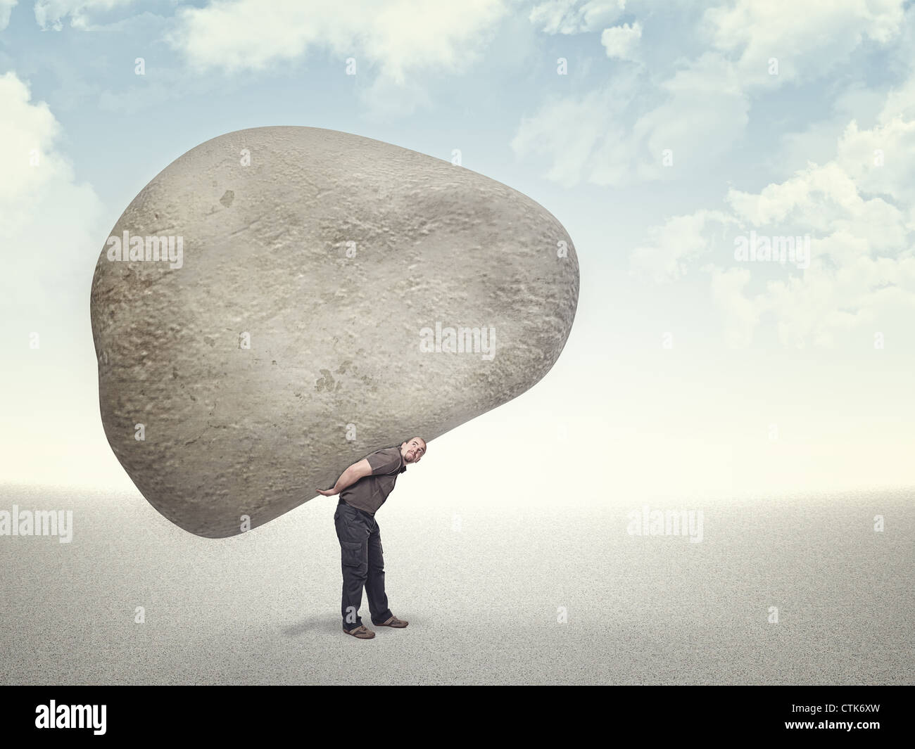 caucasian ma carry huge stone on his back Stock Photo - Alamy