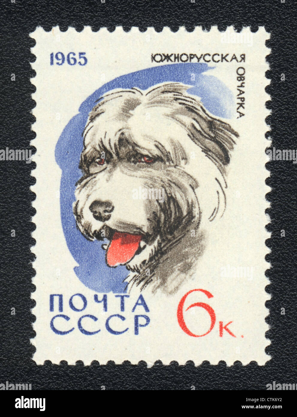 USSR - CIRCA 1965: A stamp printed in USSR shows South Russian Shepherd ...
