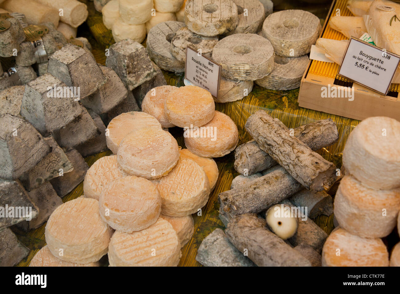 French cheese displayed in a Paris shop Stock Photo - Alamy
