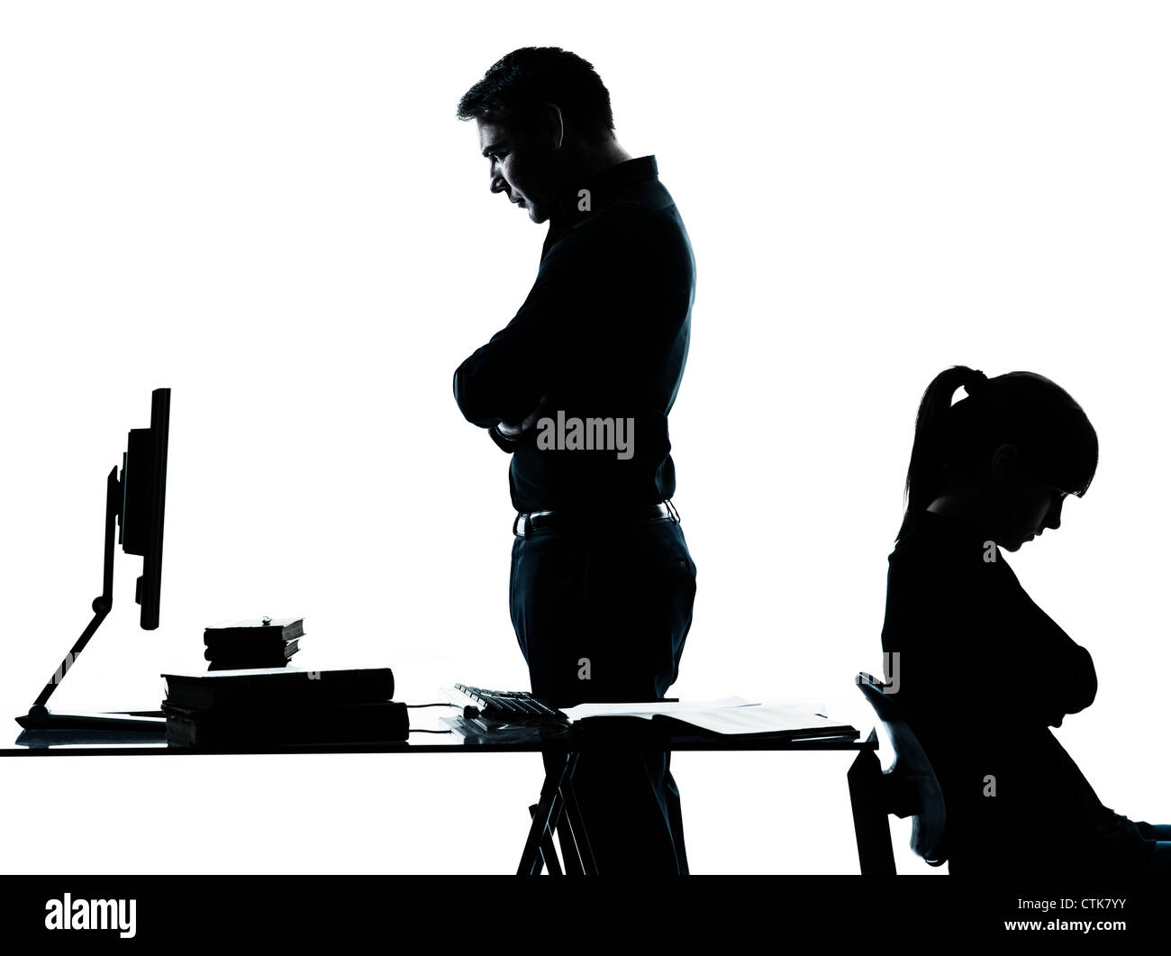one man father professor and student teenager girl helping for homework ...