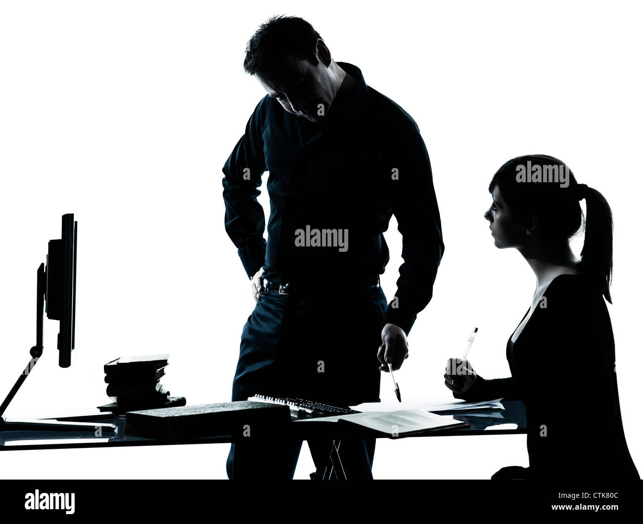 Teacher helping pupil silhouette hi-res stock photography and images ...