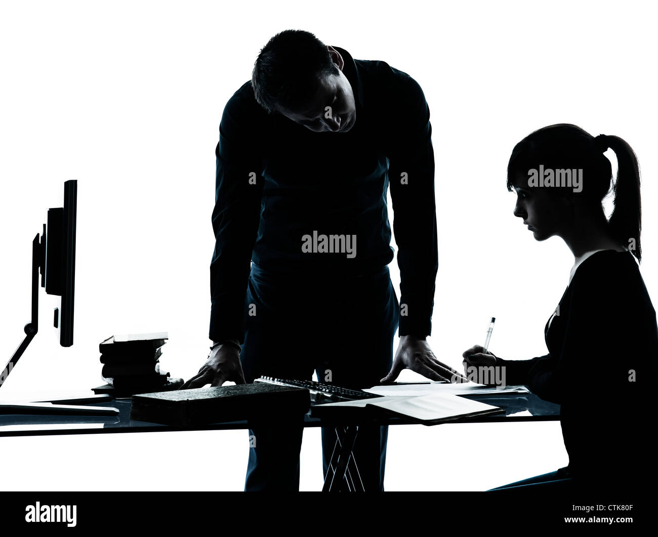 one man father professor and student teenager girl helping for homework ...