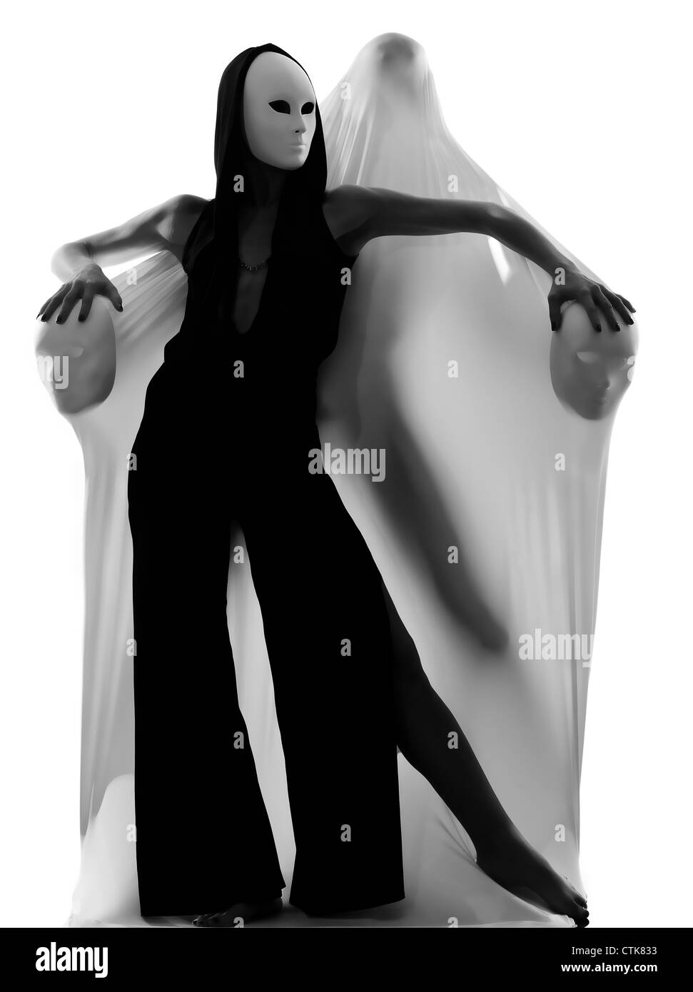 dancer performer mime with mask acting couple lovers conceptual in ...