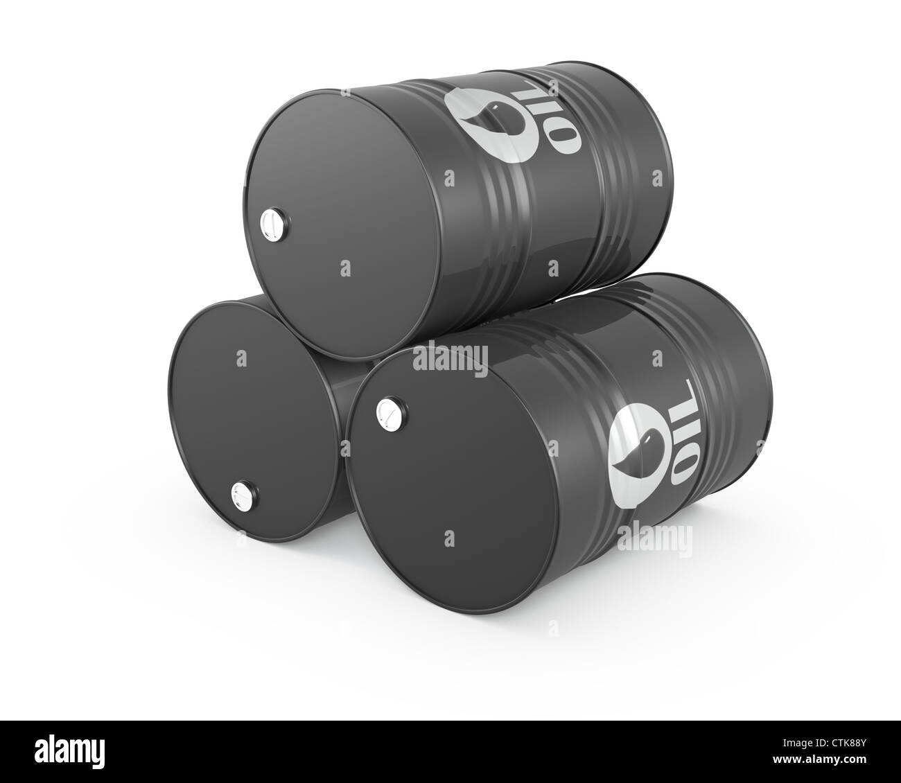 Pyramid of three oil barrels, isolated on white background Stock Photo ...