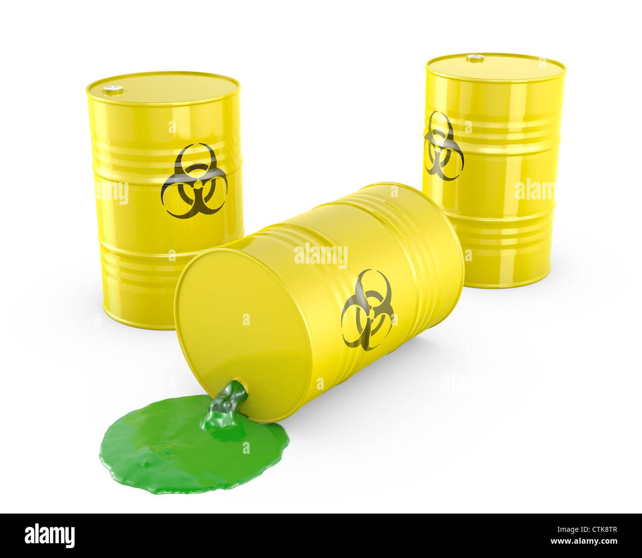 Toxic waste spilling from barrel, isolated on white background Stock ...