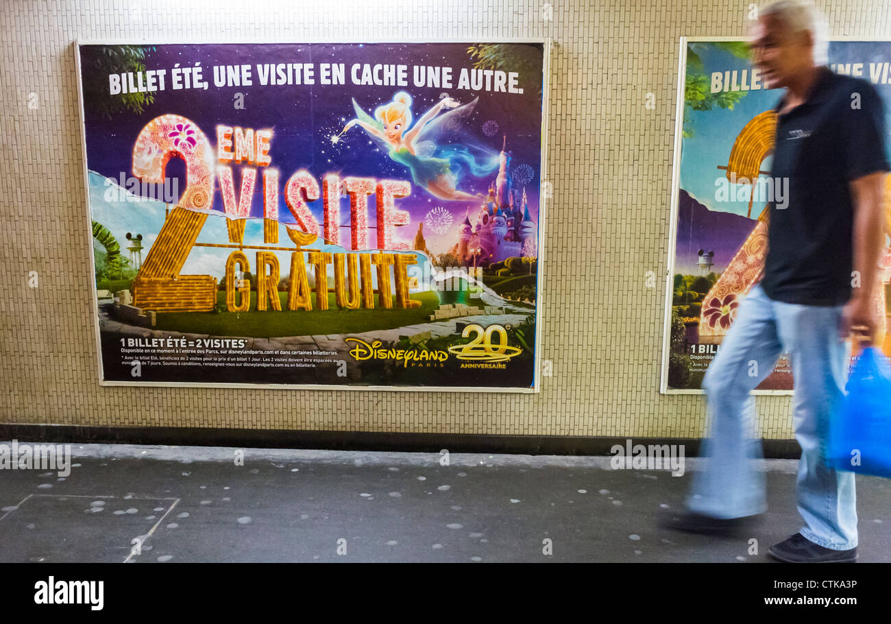Paris, France, French Travel Advertising Posters in Metro Hallway ...