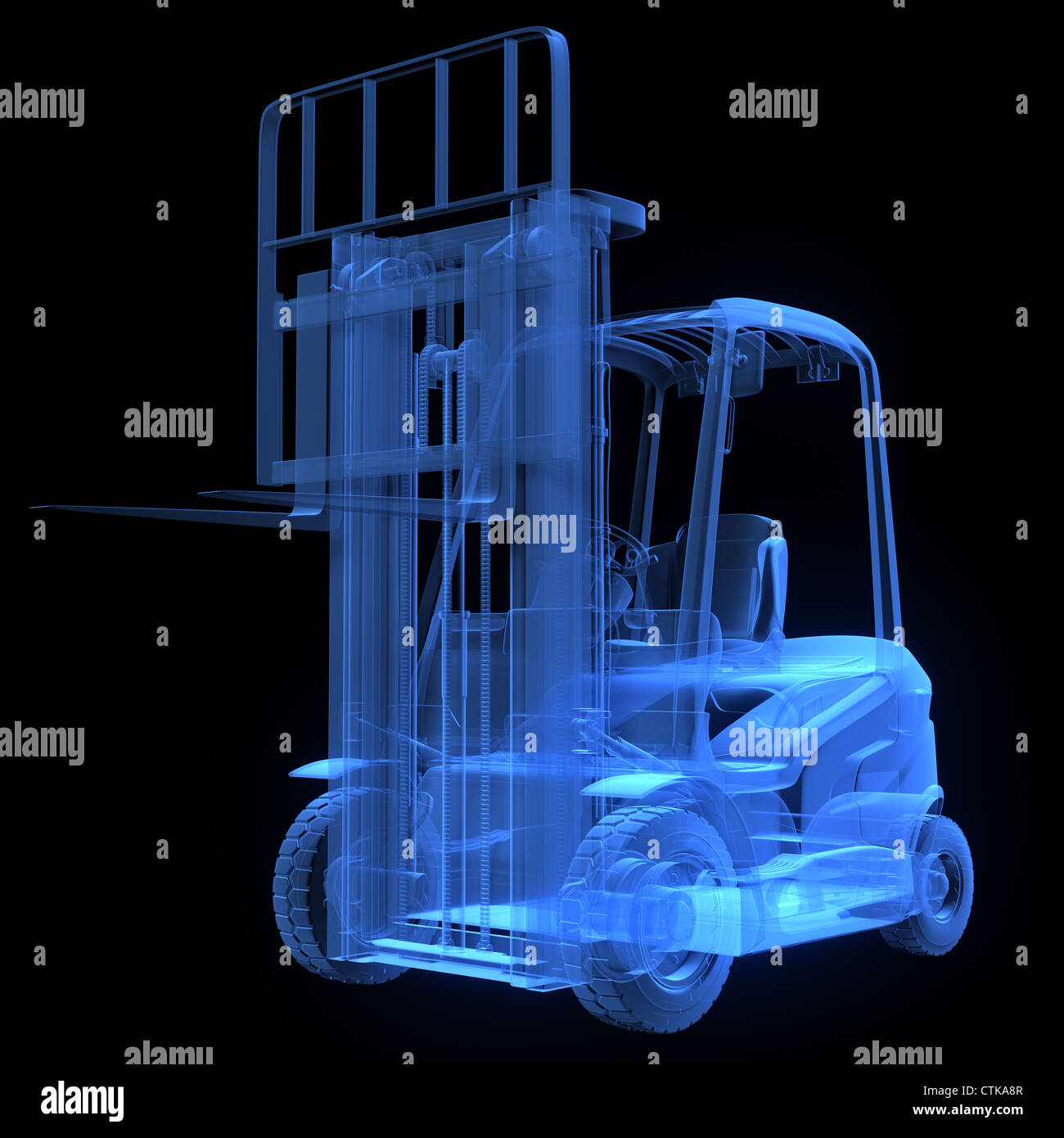 Fork lift truck, front view, x-ray version Stock Photo - Alamy