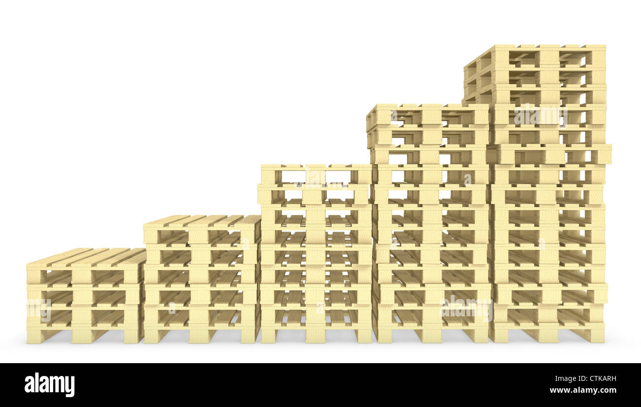 Graph of growth made of wooden pallets, isolated on white Stock Photo ...