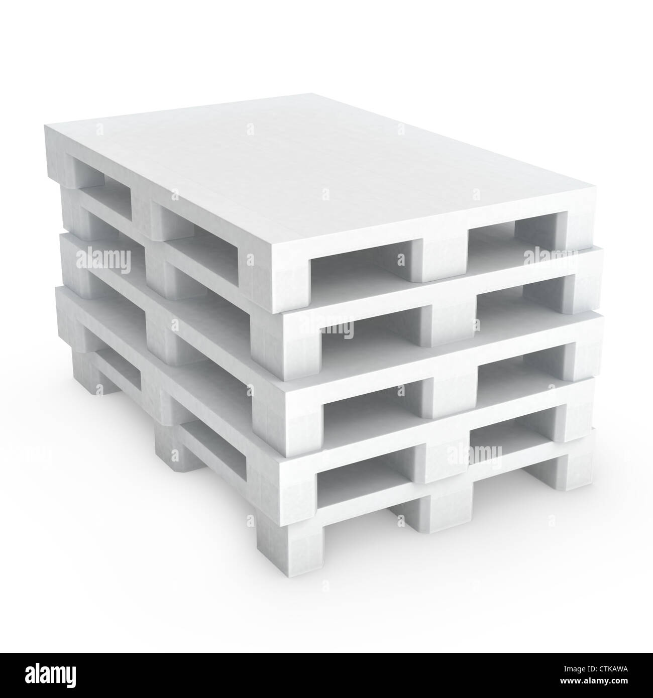 Stack of white plastic pallets, isolated on white background Stock ...