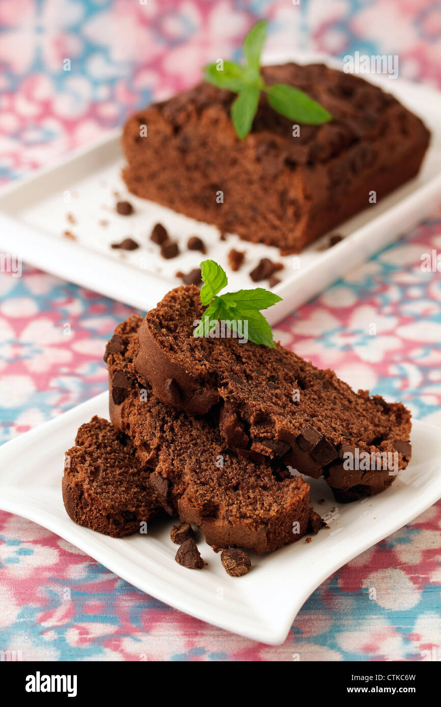 Chocolate sponge cake with mint. Recipe available Stock Photo - Alamy