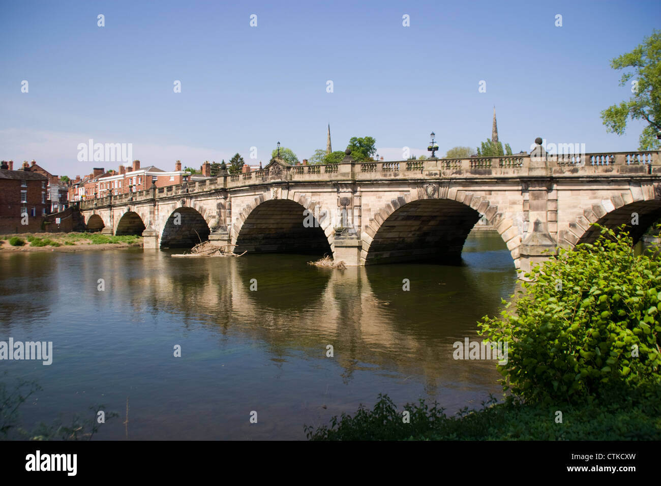 English Bridge and River Severn Shrewsbury Shropshire England Stock ...