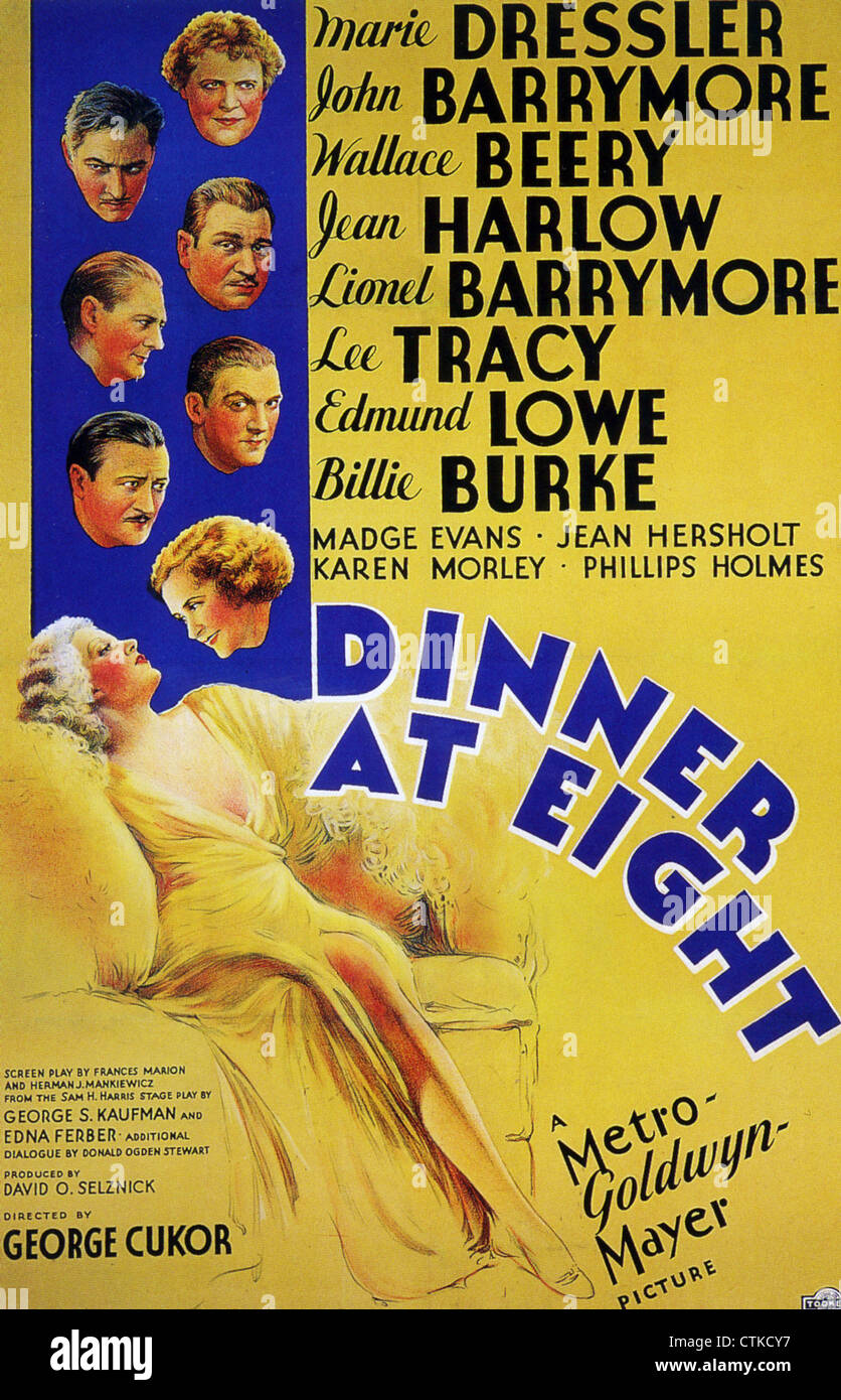 DINNER AT EIGHT Poster for 1933 MGM film with Jean Harlow Stock Photo ...