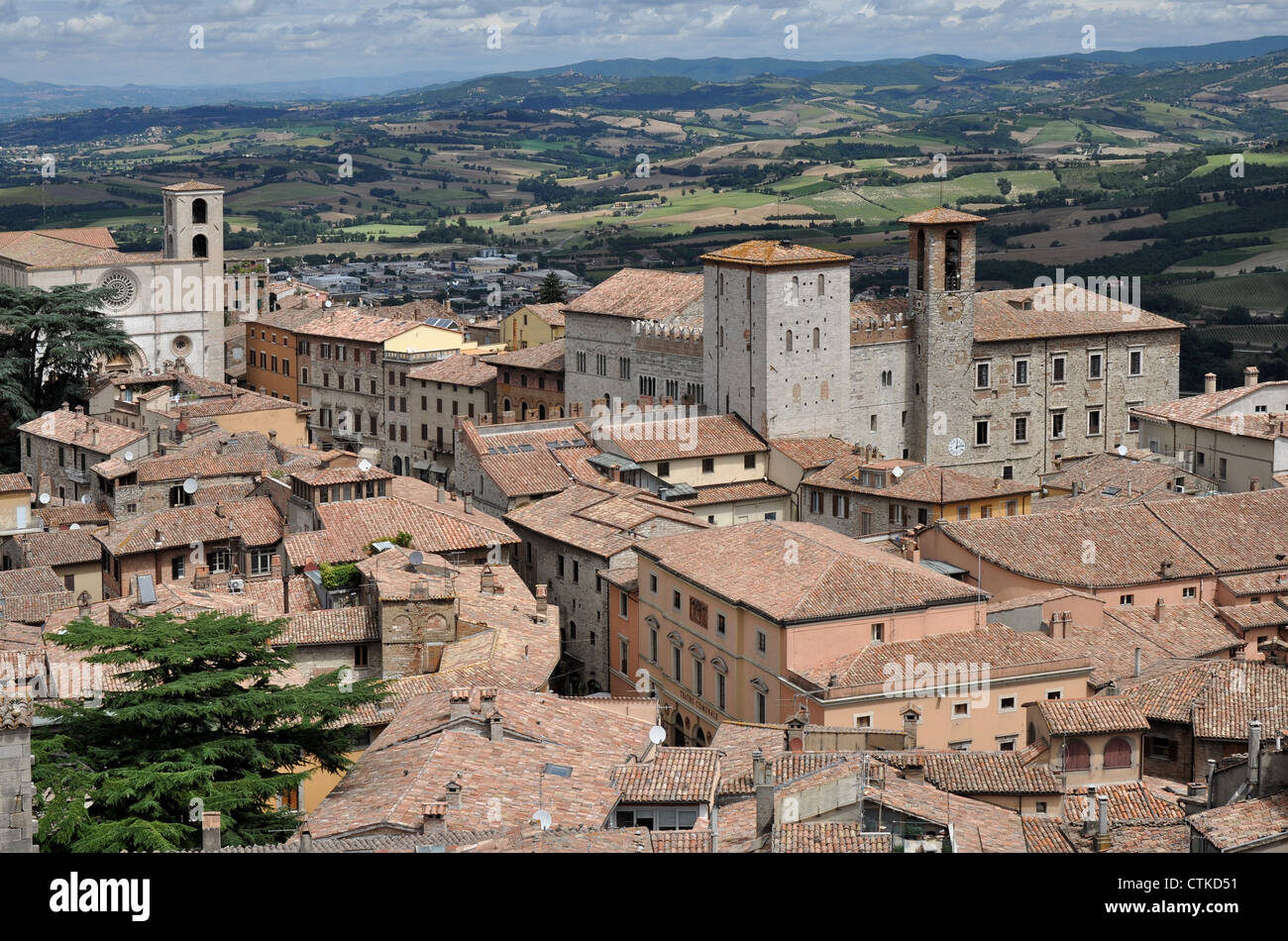 Cathedral square aerial view, Todi Stock Photo - Alamy